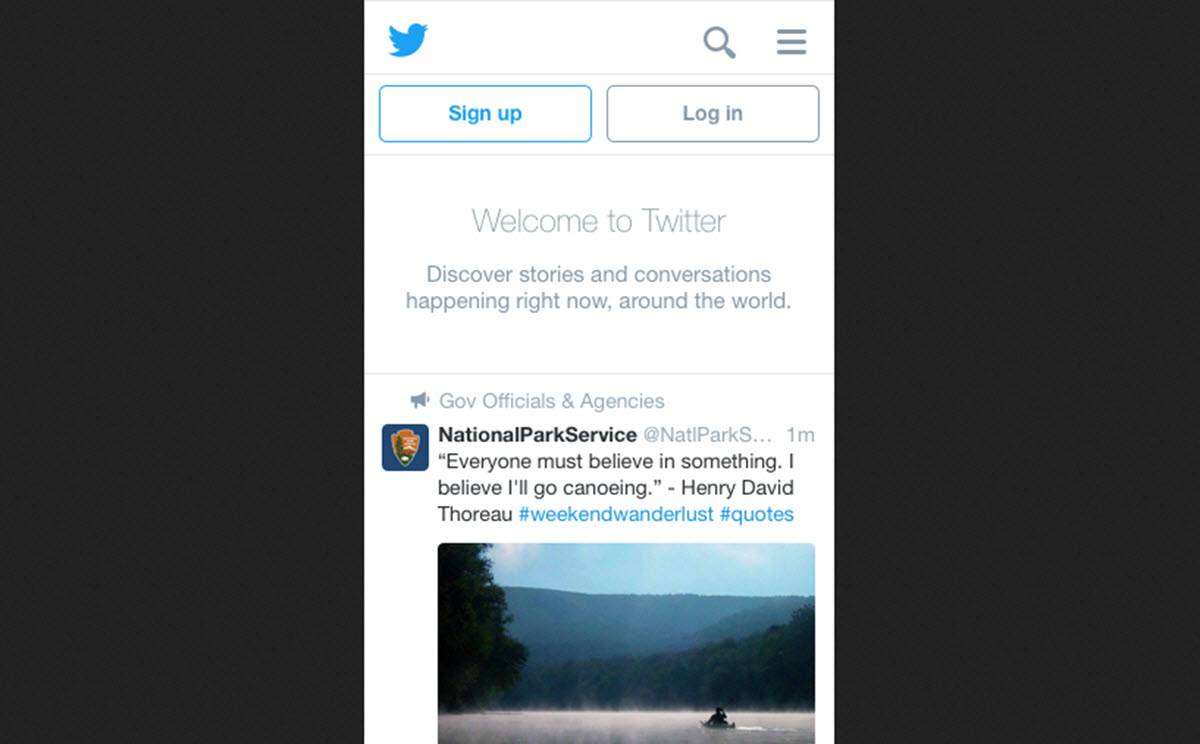 La página de inicio de Twitter cambia para usuarios no registrados